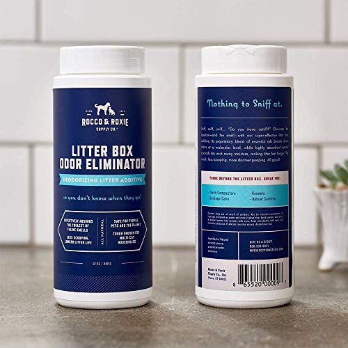 Rocco & Roxie Litter Box Odor Eliminator – Best Natural Urine Deodorizer for Cat Litter Boxes – You Won’t Need to Change The Cat Litter as Often – Fresh Scent – Safe for Kitty (12 oz Bottle)