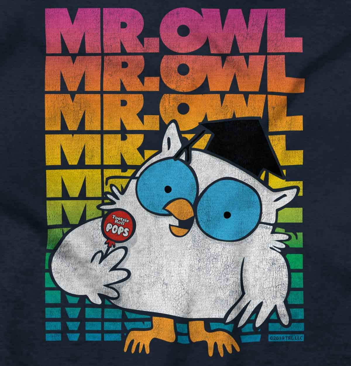 Mr Owl Vintage Retro Tootsie Pops Long Sleeve Tshirt Men Women Navy