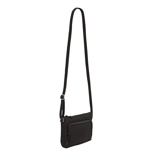 Vera Bradley Women's Cotton Little Hipster Crossbody Purse With RFID Protection, True Black, One Size