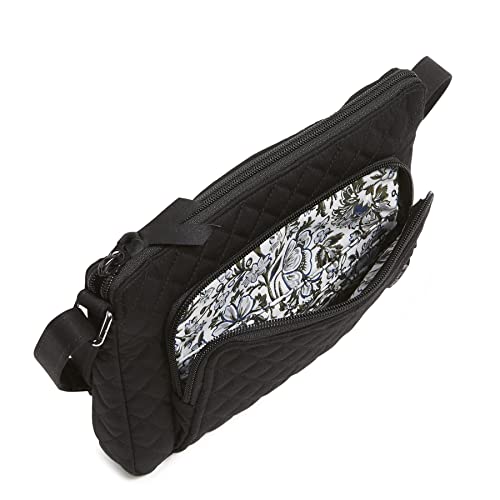Vera Bradley Women's Cotton Little Hipster Crossbody Purse With RFID Protection, True Black, One Size