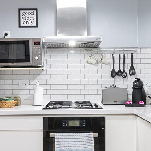 LONGKING 10-Sheet Peel and Stick Tile for Kitchen Backsplash, 12x12 inches Off White Subway Tile with Grey Grout