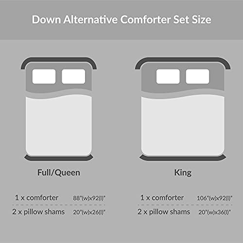 Cotton Farmhouse Comforter Set, King Size Bedding Sets, Dual-Sided Neutral Modern Design, with Boho Style Clipped Jacquard Stripes 3-Pieces /W Matching Pillow Shams (104x90 inches, White/Charcoal)