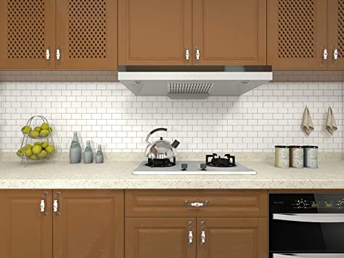 LONGKING 10-Sheet Peel and Stick Tile for Kitchen Backsplash, 12x12 inches Off White Subway Tile with Grey Grout