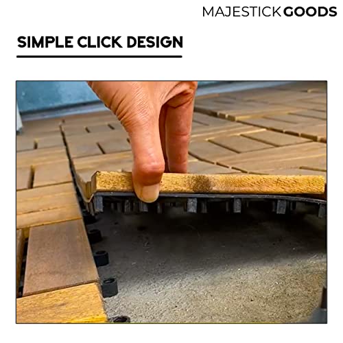 Interlocking Deck Tiles 8 Pack - Snap Together Wood Flooring | 12 x 12 Acacia Hardwood Outdoor Flooring for Patio | Click Floor Decking Tile Outdoors Balcony Flooring, Wooden Parquet Flooring (8)