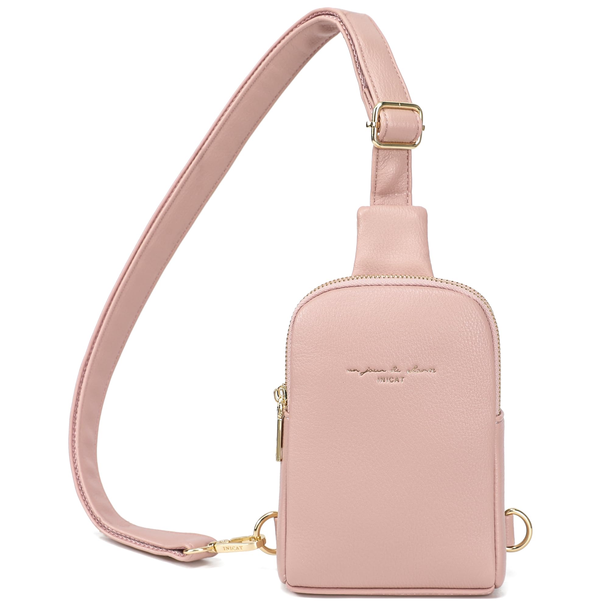 AOCINA INICAT Small Sling Bag Crossbody Vegan Leather Fanny Packs for Women Fashionable Chest Bag for Travel(0-Pink)