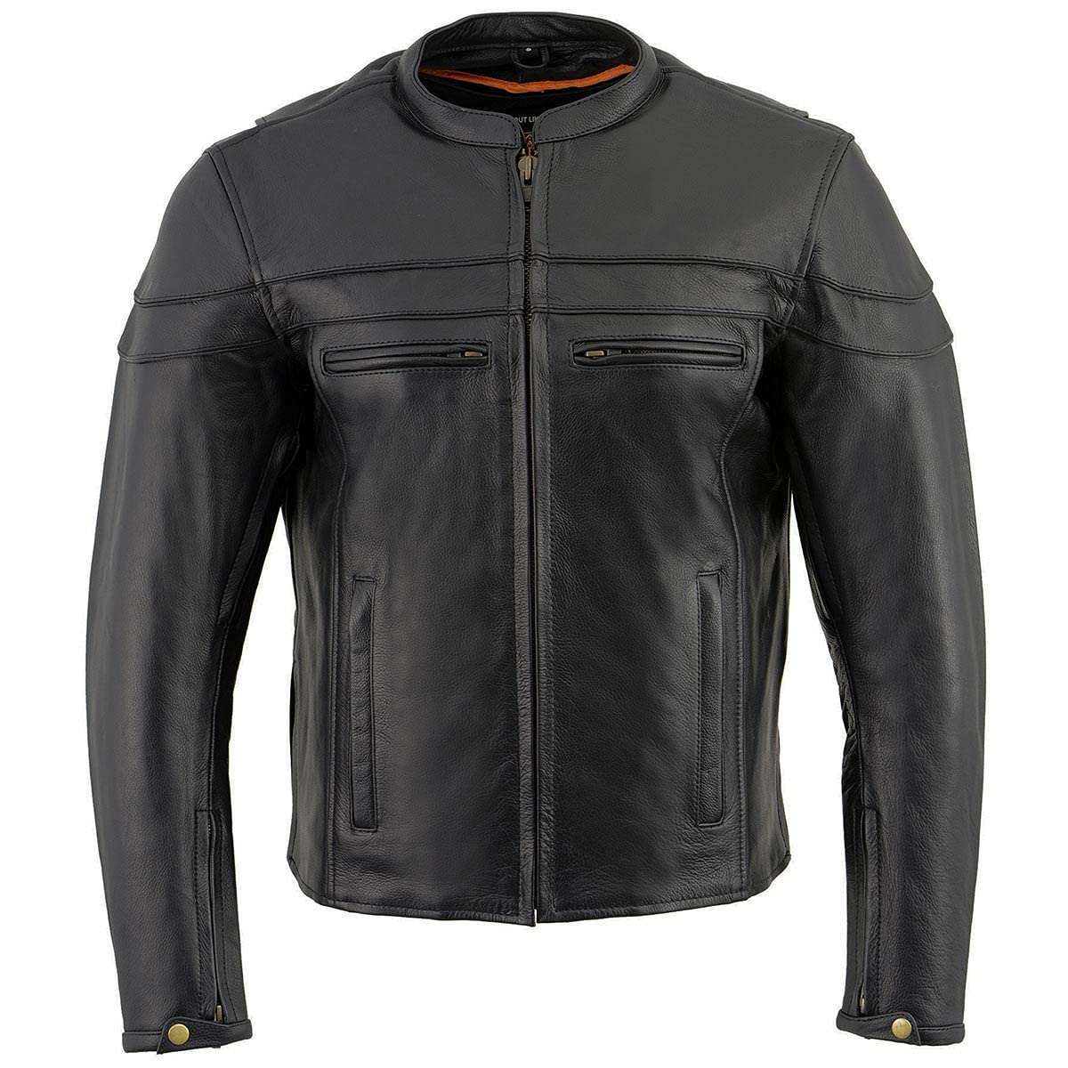 Milwaukee Men's Premium Leather Vented Scooter Jacket (Black, Large)