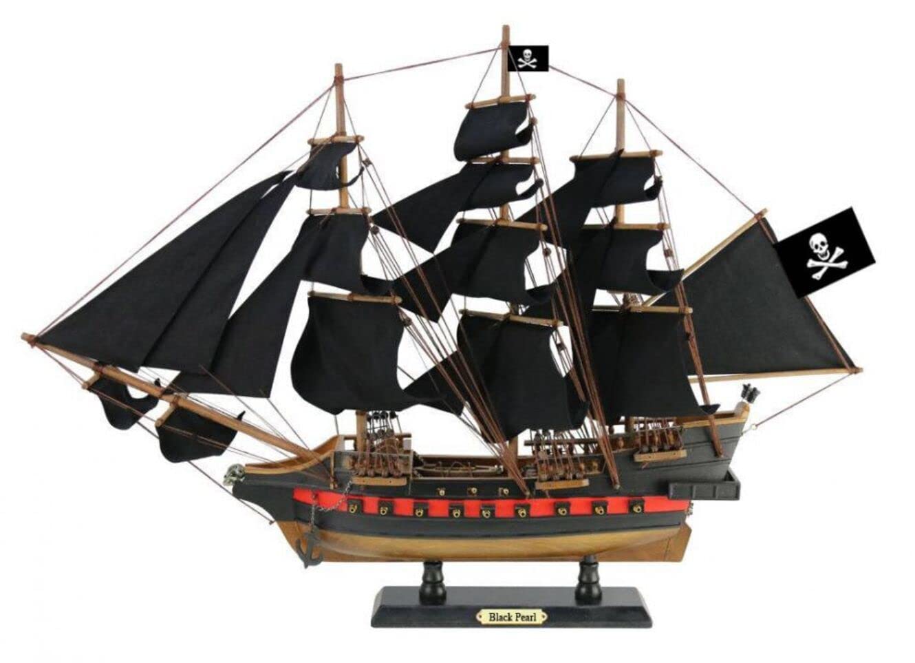 Handcrafted Nautical Decor Wooden Black Pearl Black Sails Limited Model Pirate Ship 26" - Decorative Boat