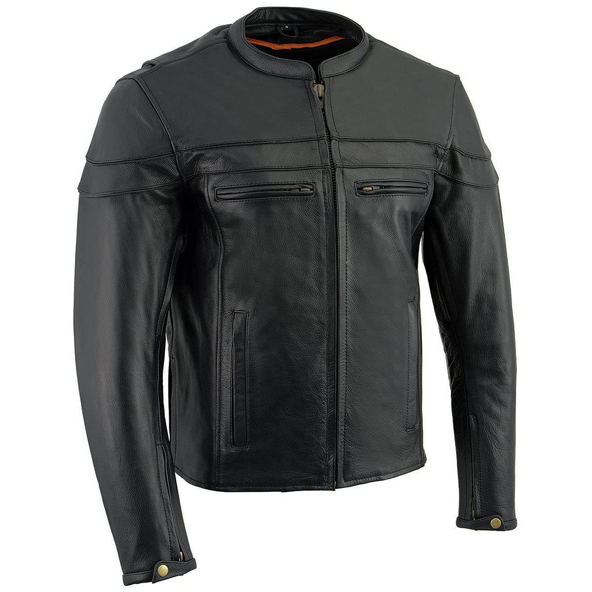 Milwaukee Men's Premium Leather Vented Scooter Jacket (Black, Large)