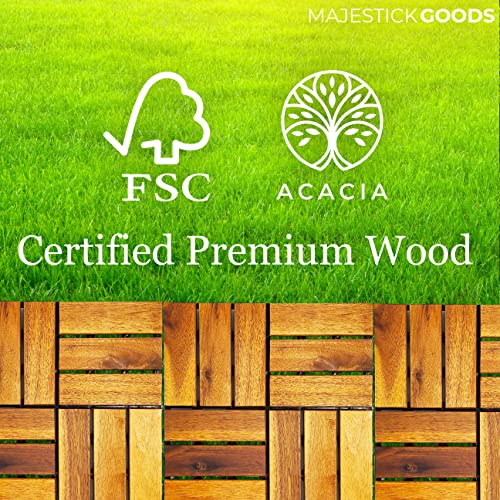 Interlocking Deck Tiles 8 Pack - Snap Together Wood Flooring | 12 x 12 Acacia Hardwood Outdoor Flooring for Patio | Click Floor Decking Tile Outdoors Balcony Flooring, Wooden Parquet Flooring (8)