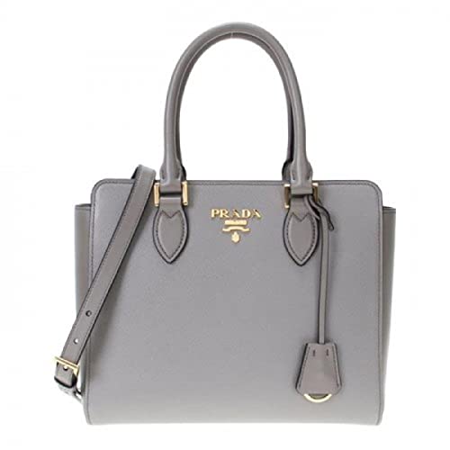 Prada Saffiano Leather Argilla Nero Two-Toned Black and Gray Handbag 1BA113