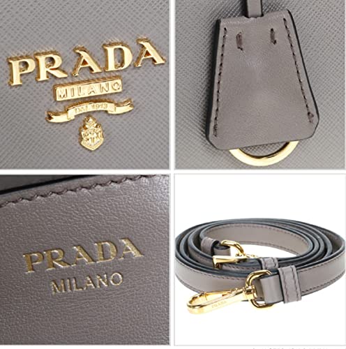 Prada Saffiano Leather Argilla Nero Two-Toned Black and Gray Handbag 1BA113
