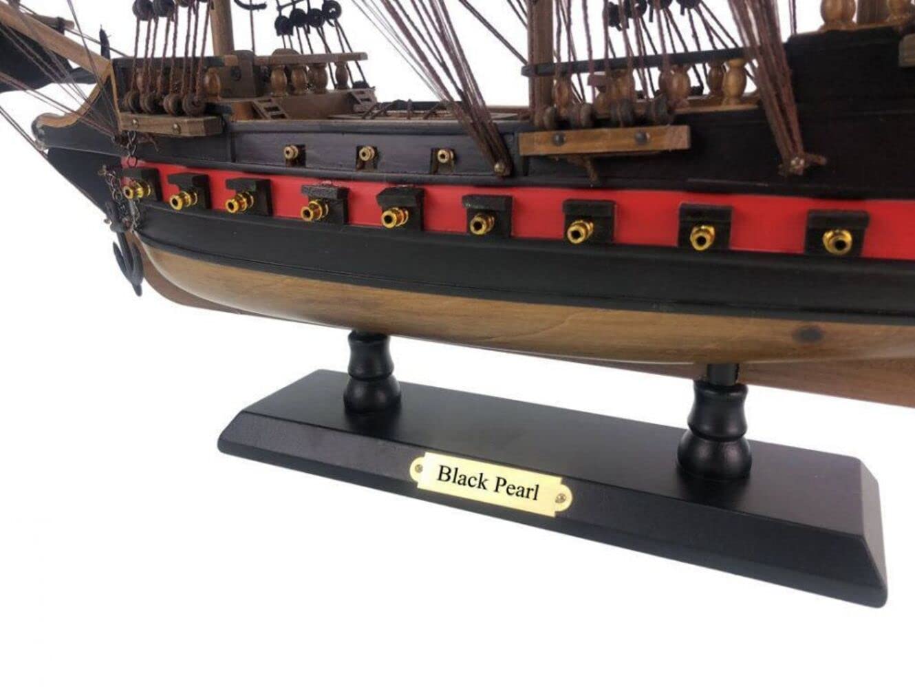 Handcrafted Nautical Decor Wooden Black Pearl Black Sails Limited Model Pirate Ship 26" - Decorative Boat