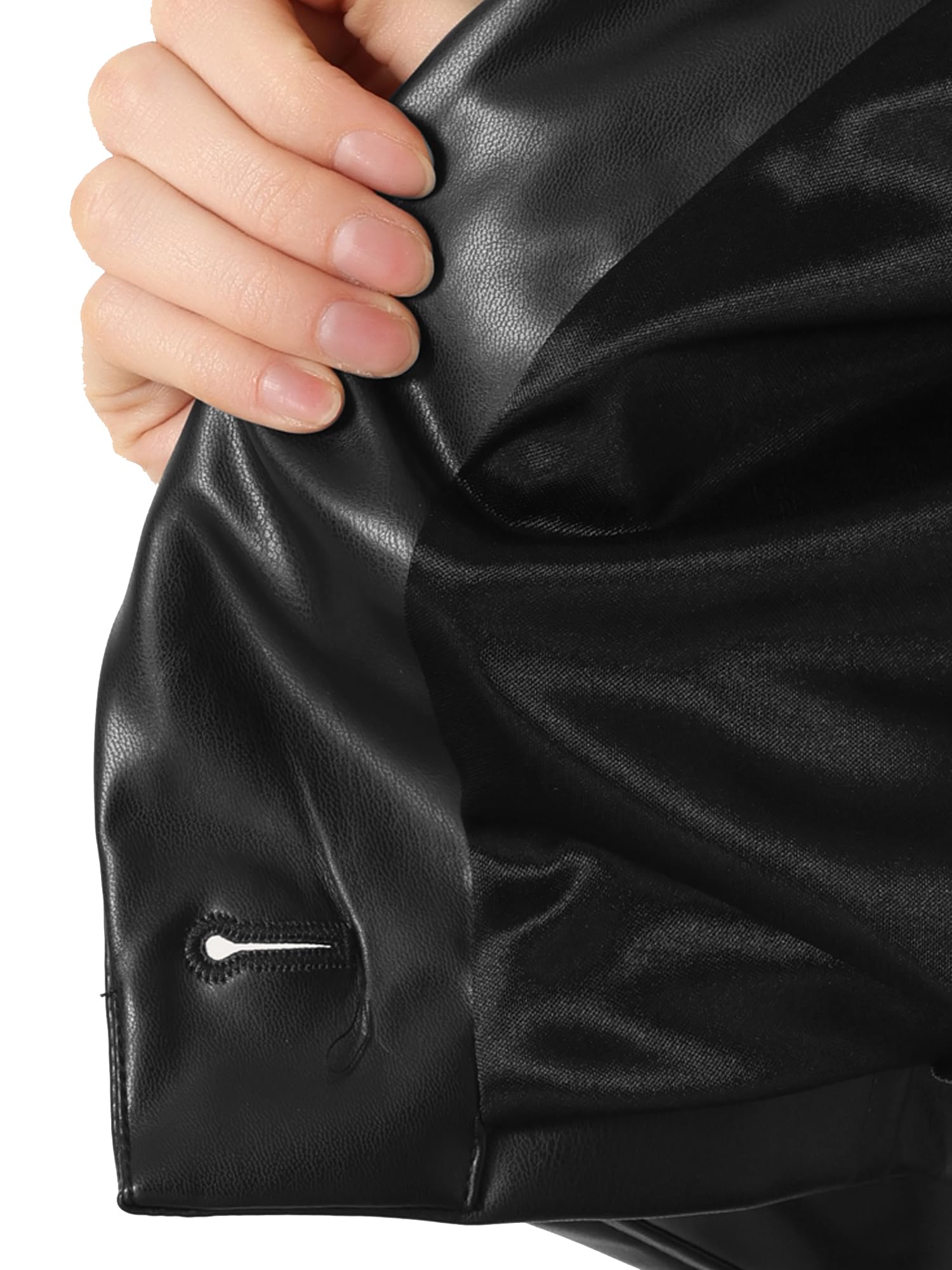 Allegra K Cropped Leather Jacket for Women's PU Casual Moto Jackets X-Large Black