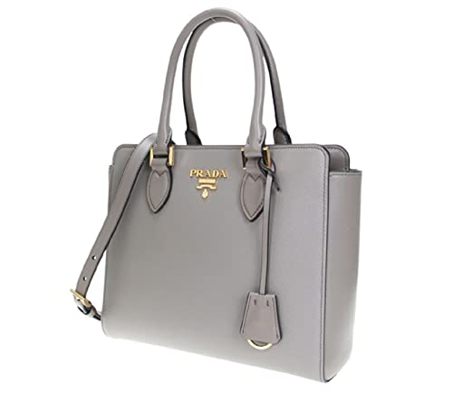 Prada Saffiano Leather Argilla Nero Two-Toned Black and Gray Handbag 1BA113