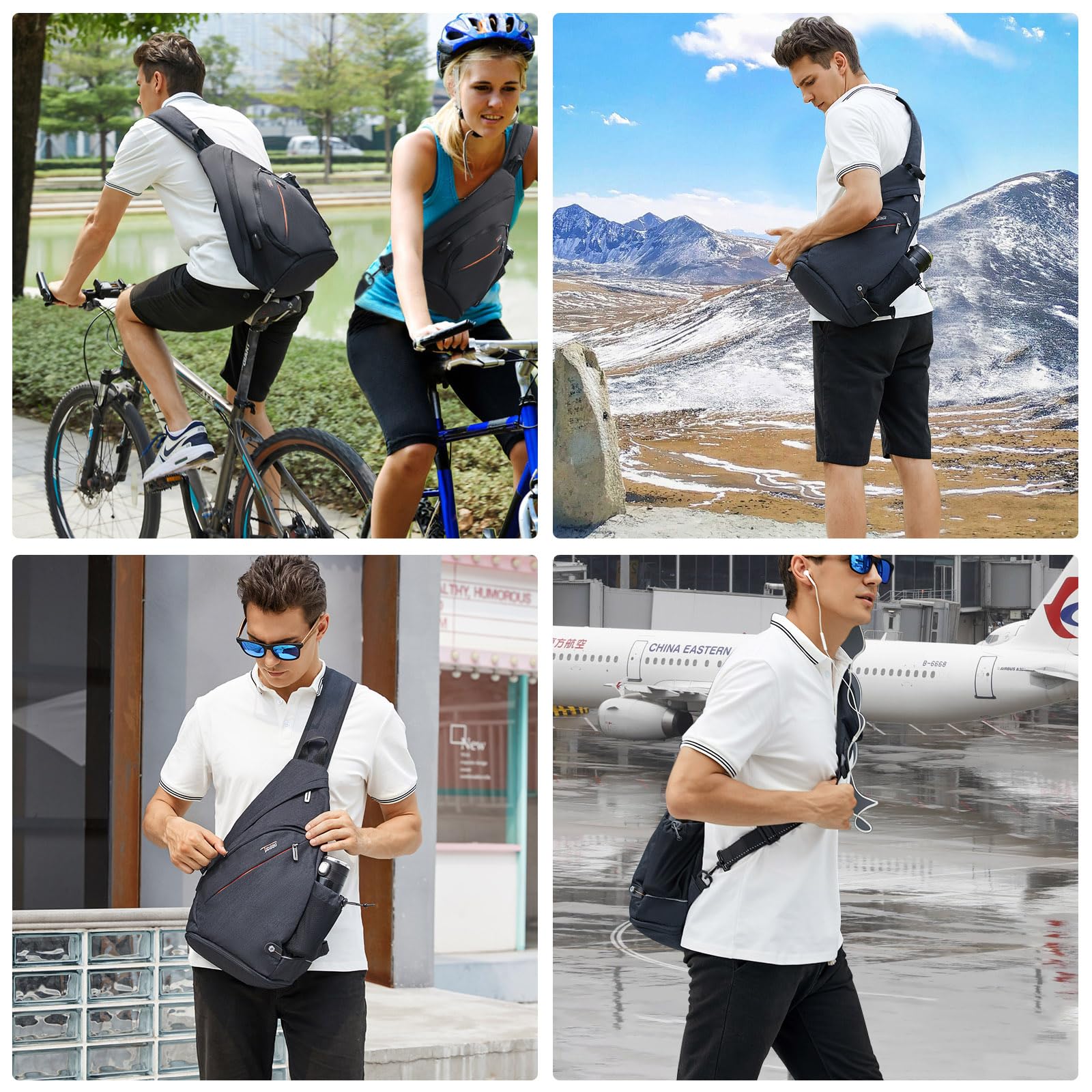 TUDEQU Sling Backpack,8 Pockets One Strap Backpack for Men Large Sling Bag,19L Single Strap Backpack for Men