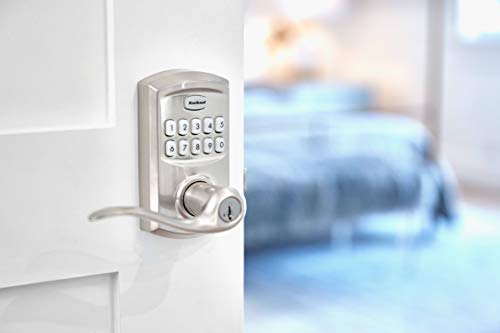 Kwikset 99170-001 SmartCode 917 Keypad Keyless Entry Traditional Residential Electronic Lever Deadbolt Alternative with Tustin Door Handle and SmartKey Security, Satin Nickel