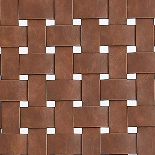 Amazon Brand β Rivet Faux Leather Woven Dining Chair with Wood Frame, Set of 2, 18"W, Brown