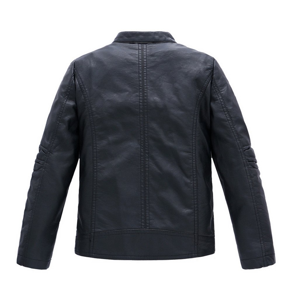 LJYH Boy's&girl's Collar Faux Motorcycle Leather Jackets Kids Spring Biker Coats Black 3/4yrs(100cm)
