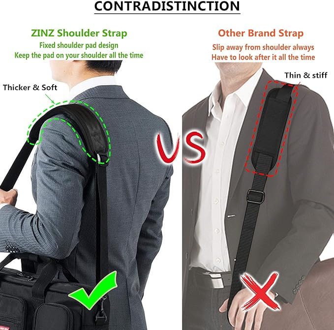 ZINZ Shoulder Strap, 57" Padded Adjustable Shoulder Bag Straps Replacement for Bags with D-Ring (Black, 001)