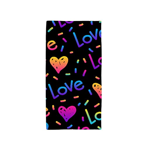 My Little Nest Hand Towels for Bathroom Abstract Rainbow Hearts Love Absorbent Small Bath Towel Soft Kitchen Towels Fingertip Towel for Guest and Bar 30 x 15 inch