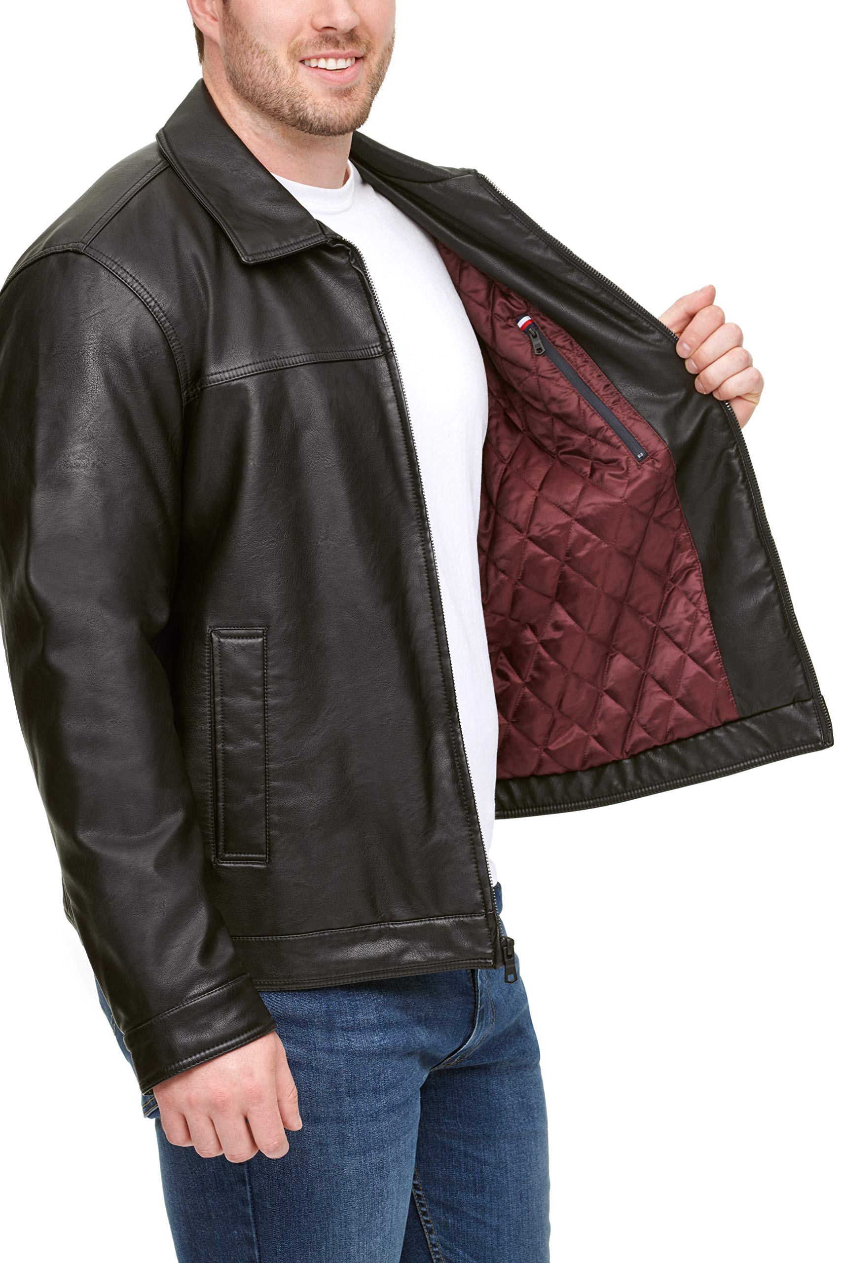 Tommy Hilfiger Men's Classic Faux Leather Jacket, black, Medium