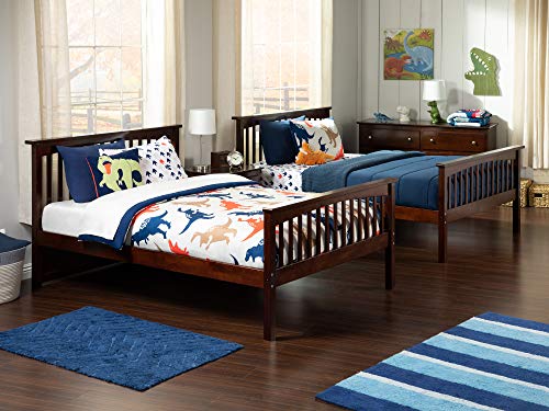 Atlantic Furniture Columbia Bunk Bed Full Over Full with Twin Size Urban Trundle Bed Walnut/Full Over Full