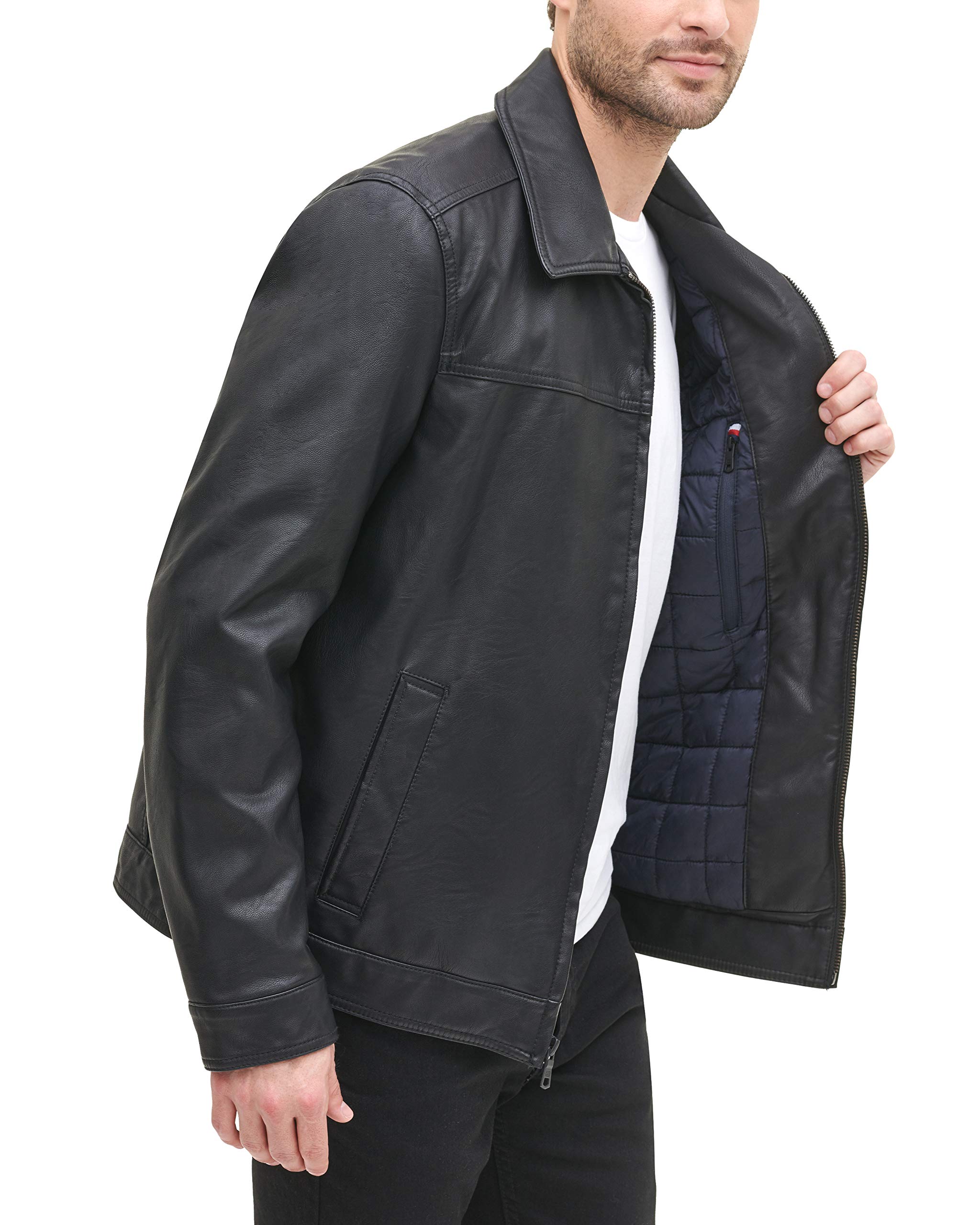 Tommy Hilfiger Men's Classic Faux Leather Jacket, black, Medium
