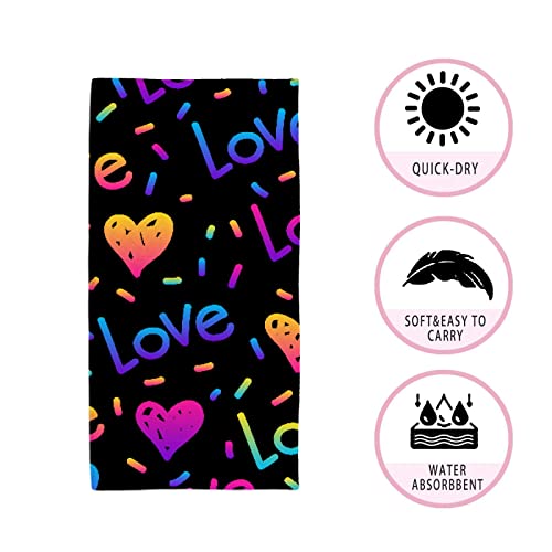My Little Nest Hand Towels for Bathroom Abstract Rainbow Hearts Love Absorbent Small Bath Towel Soft Kitchen Towels Fingertip Towel for Guest and Bar 30 x 15 inch
