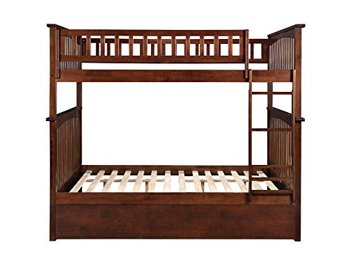 Atlantic Furniture Columbia Bunk Bed Full Over Full with Twin Size Urban Trundle Bed Walnut/Full Over Full