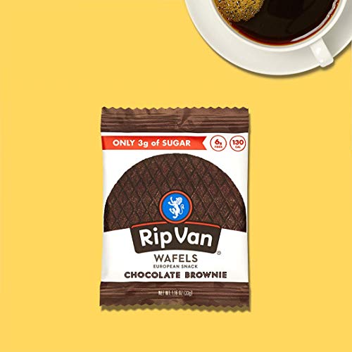 Rip Van Wafels Chocolate Brownie Stroopwafels - Healthy Snacks - Non GMO Snack - Keto Friendly - Office Snacks - Low Sugar (3g) - Low Calorie Snack - 1.16 Ounce (Pack of 12)