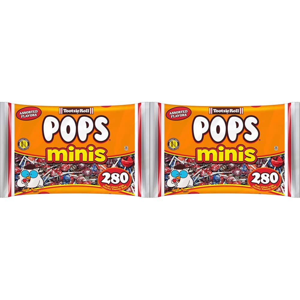 Tootsie Pops Roll Mini with Chocolatey Center, 280 count, 50.37 Ounce Bag, 5 Flavors, Multi (Pack of 2)