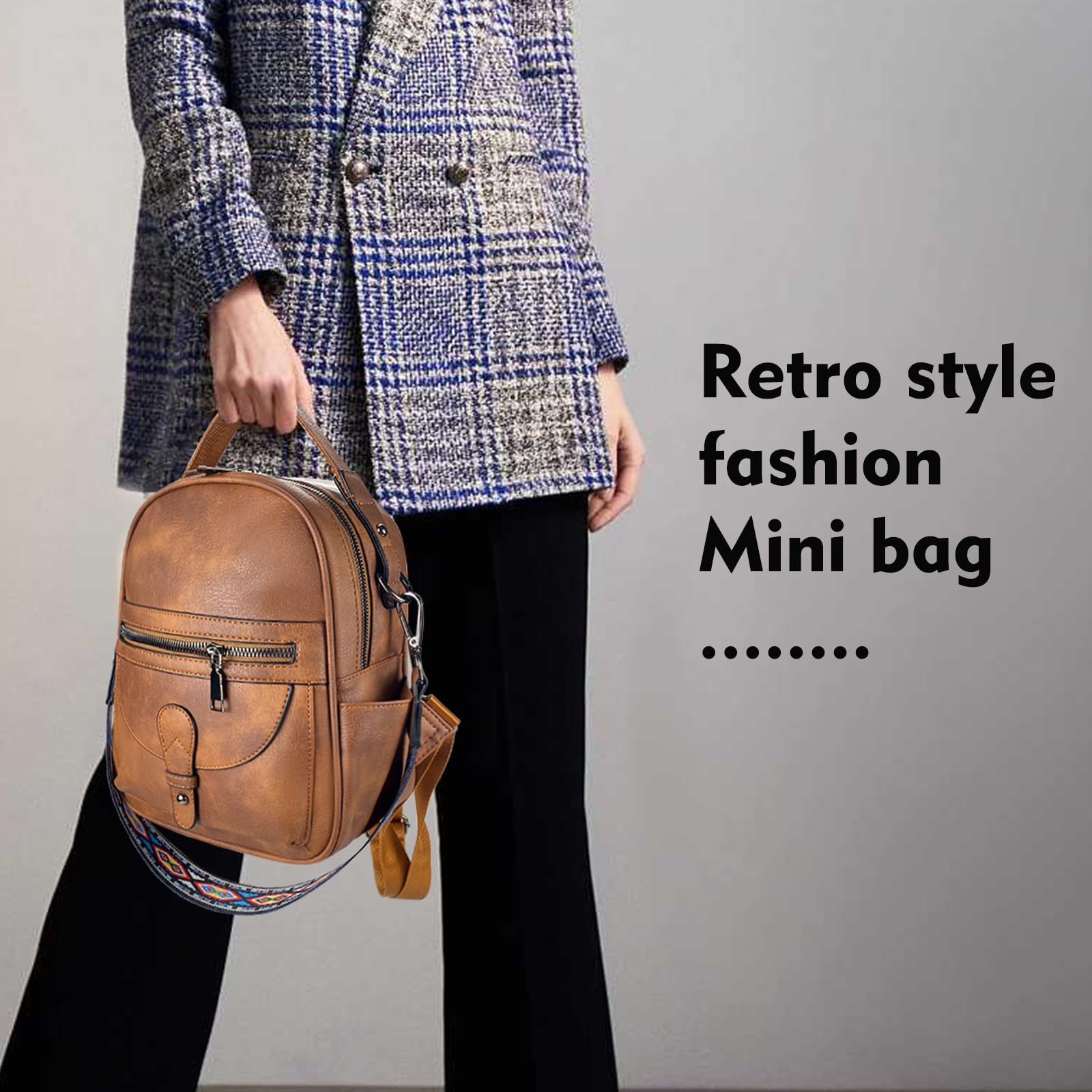 ZGWJ Mini Backpack Purse for Women, Designer Leather Cute Roomly Small Backpacks, Ladies Shoulder Backpack Fashion Handbag
