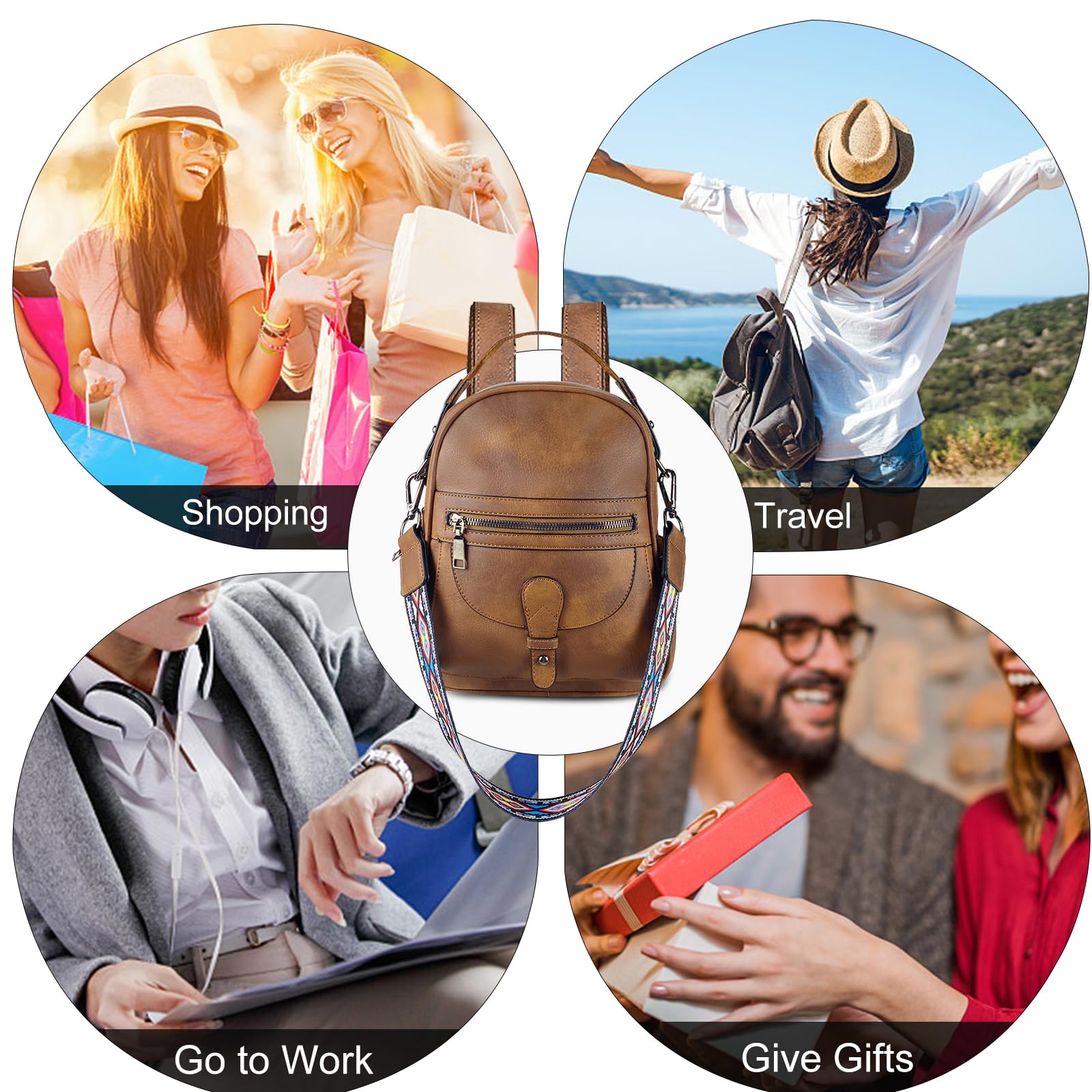 ZGWJ Mini Backpack Purse for Women, Designer Leather Cute Roomly Small Backpacks, Ladies Shoulder Backpack Fashion Handbag