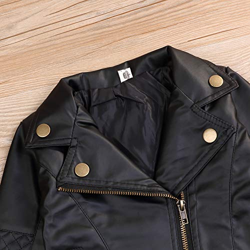 Toddler Boys Girls Motorcycle Faux Leather Jackets Coat Winter Outwear for 1-5Y (Black, 12M)