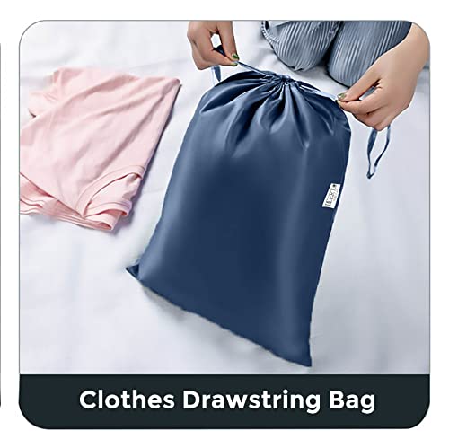 Packing cubes for essential travel - Set of 8 pcs of compression organizer for carry on suitcase, luggage mesh bags for accessories and clothing, laundry bag included (NAVY BLUE)
