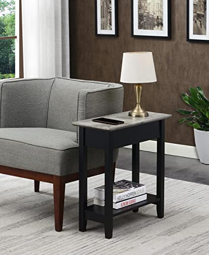 Convenience Concepts American Heritage Flip Top End Table with Shelf, Faux Birch/Black