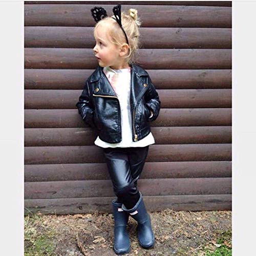 Toddler Boys Girls Motorcycle Faux Leather Jackets Coat Winter Outwear for 1-5Y (Black, 12M)