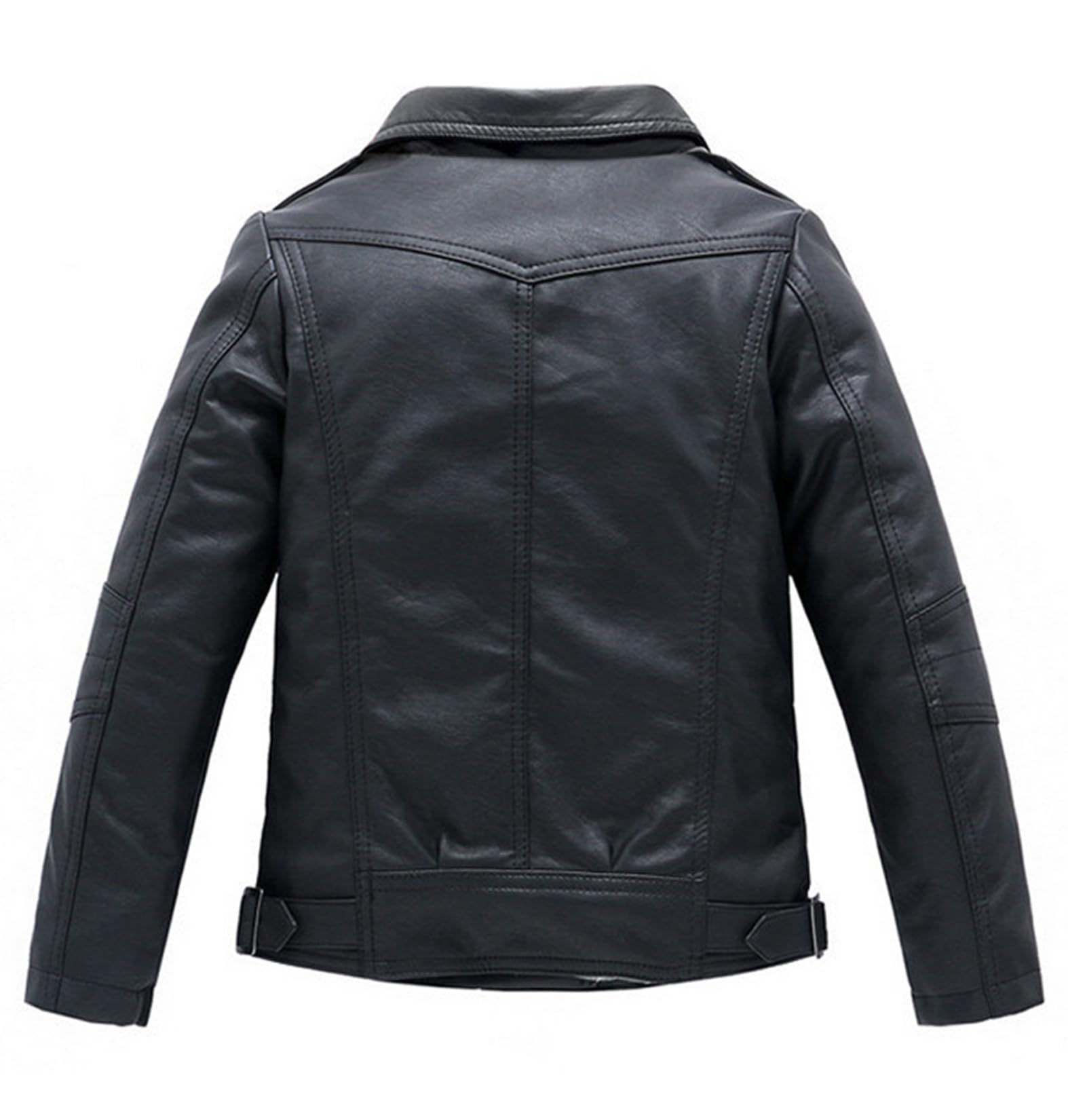 LOKTARC Boys Girls Spring Moto Faux Leather Jackets with Oblique Zipper Black 10-11 Years/Size 140