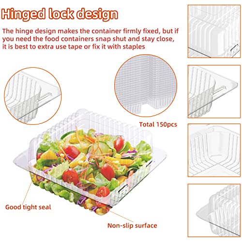 Goiio 200 Pcs Clear Plastic Take out Containers, in Disposable Clamshell Dessert Container with Lid, for Salads, Sandwiches, Hamburgers