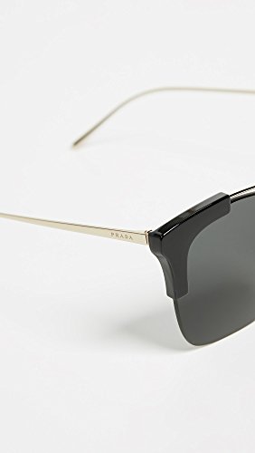 Prada PR 21US KUI5S0 Black/Gold Plastic Cat-Eye Sunglasses Grey Lens