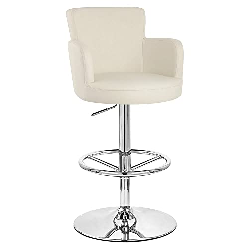 Zuri Furniture Cream Chateau Adjustable Height Swivel Bar Stool with Chrome Base