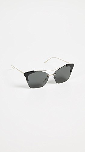 Prada PR 21US KUI5S0 Black/Gold Plastic Cat-Eye Sunglasses Grey Lens