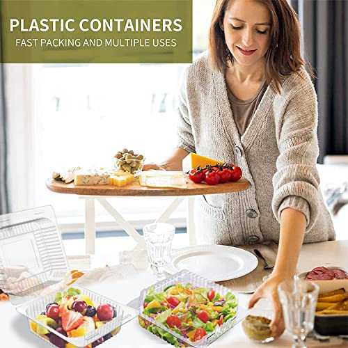 Goiio 200 Pcs Clear Plastic Take out Containers, in Disposable Clamshell Dessert Container with Lid, for Salads, Sandwiches, Hamburgers