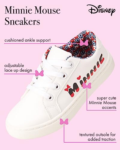 Disney Girls' Shoes - Minnie Mouse Sneakers (Little Kid/Big Kid), Size 2 Little Kid, Minnie White
