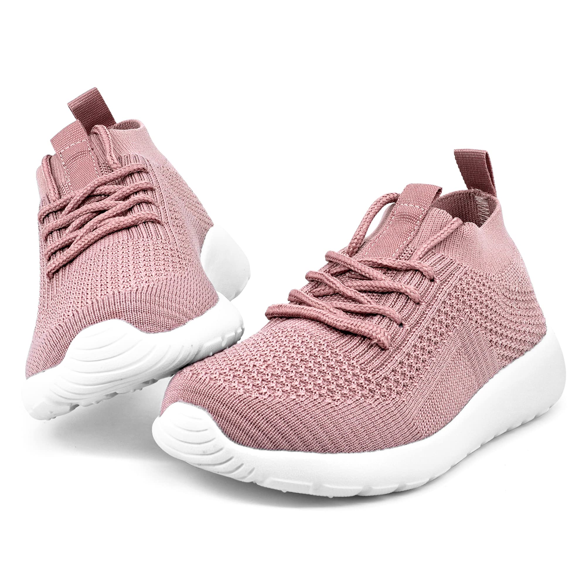 YESKIS Tennis Shoes Size 2 Girl Big Kids Running Sneakers Kid Breathable Lightweight Lace Up Athletic Shoe Pink