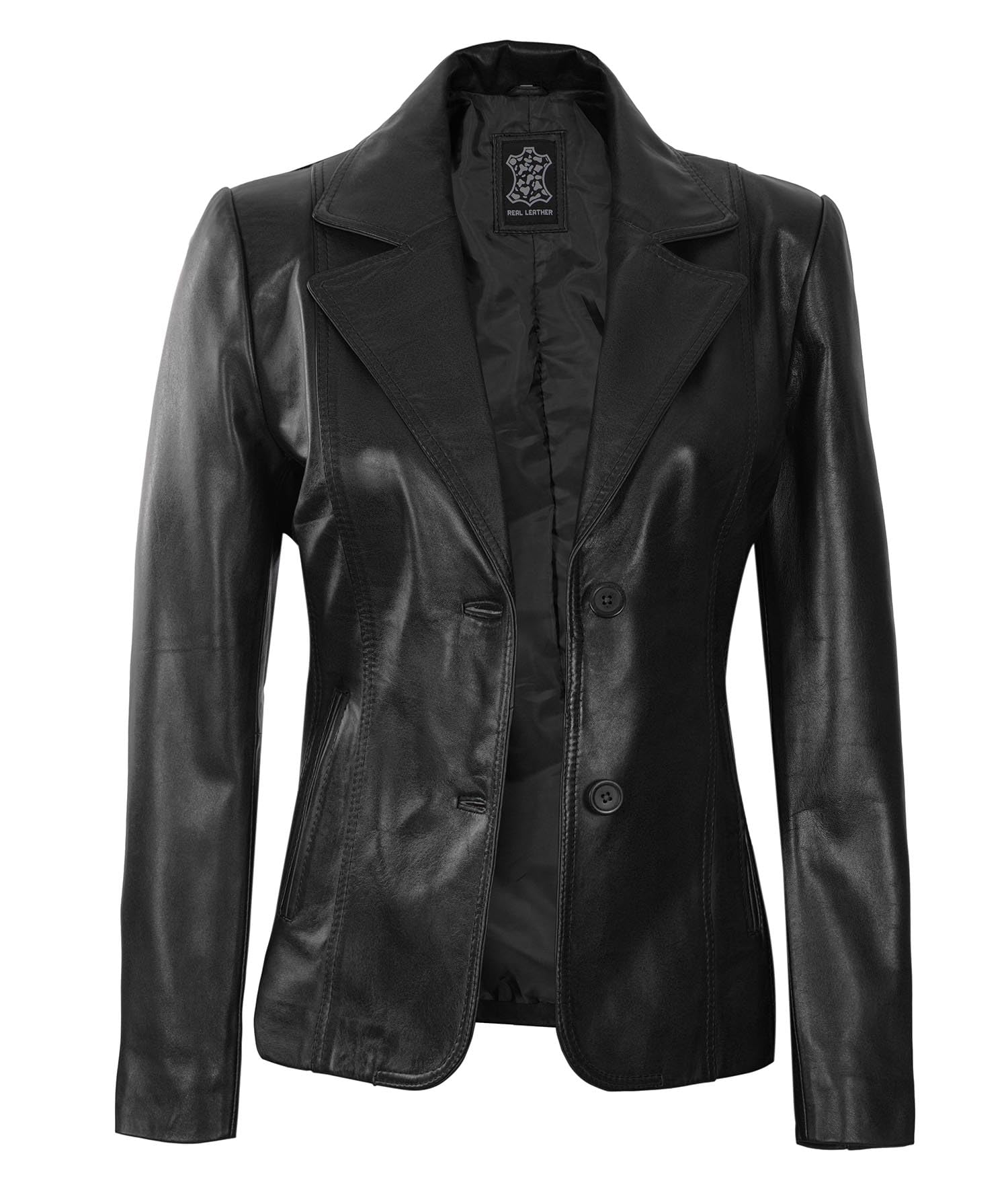 Blingsoul Women's Black Leather Jacket | [1302975] Surrey Black, XL