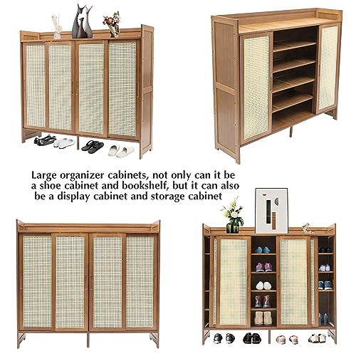 kunghei 6-Tier Large Shoe Cabinet or Home Organizer Cabinet Shoe Rack with Doors, Bookshelf Entryway Shoe Storage Cabinet with Storage Shelves for Entryway, Hallway, Closet, Living Room