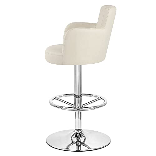 Zuri Furniture Cream Chateau Adjustable Height Swivel Bar Stool with Chrome Base
