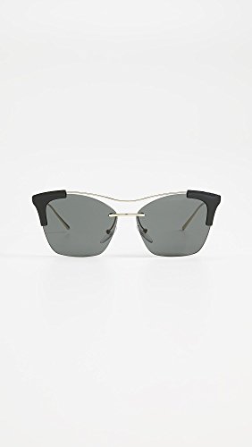 Prada PR 21US KUI5S0 Black/Gold Plastic Cat-Eye Sunglasses Grey Lens