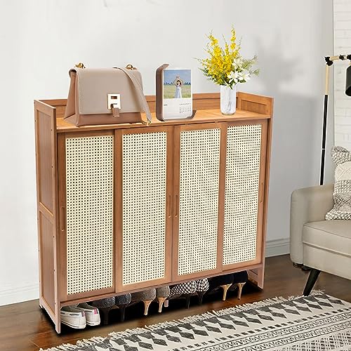 kunghei 6-Tier Large Shoe Cabinet or Home Organizer Cabinet Shoe Rack with Doors, Bookshelf Entryway Shoe Storage Cabinet with Storage Shelves for Entryway, Hallway, Closet, Living Room
